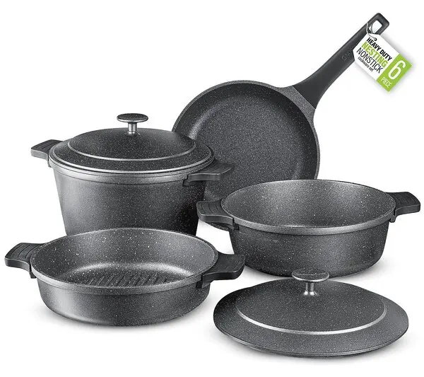 GRANITESTONE 6 Piece Heavy Duty Nonstick Nestin G Cookware Set