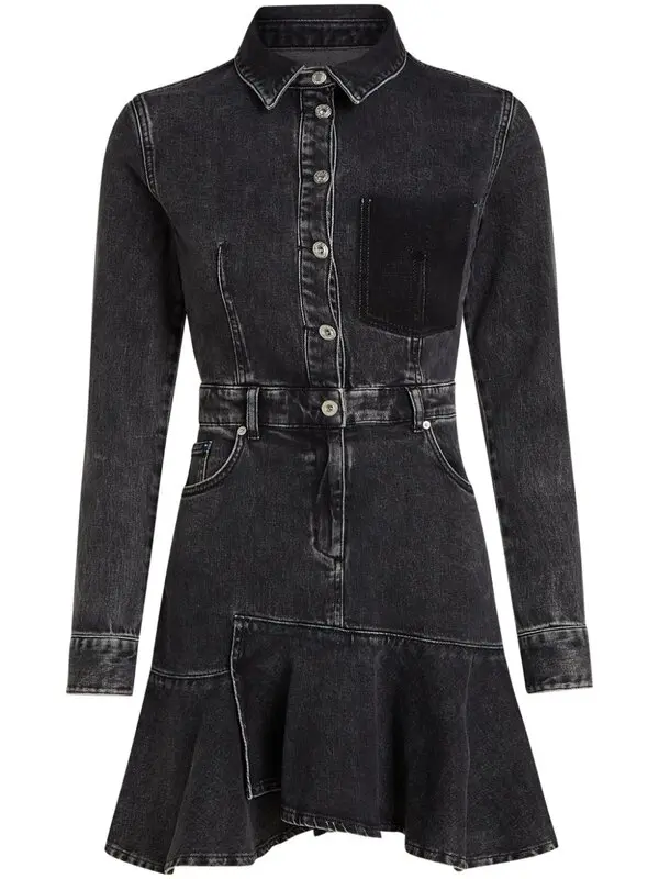 Karl Lagerfeld Ruffled Denim Mini Dress - Black