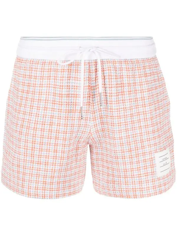 Thom Browne Checked Tweed Track Shorts - Orange