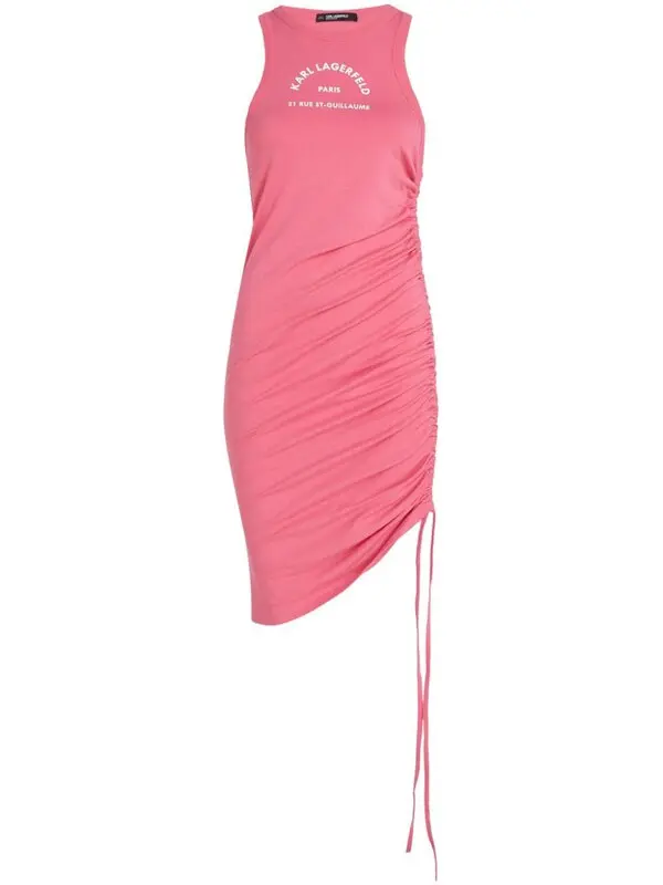 Karl Lagerfeld Address-print Ruched Jersey Minidress