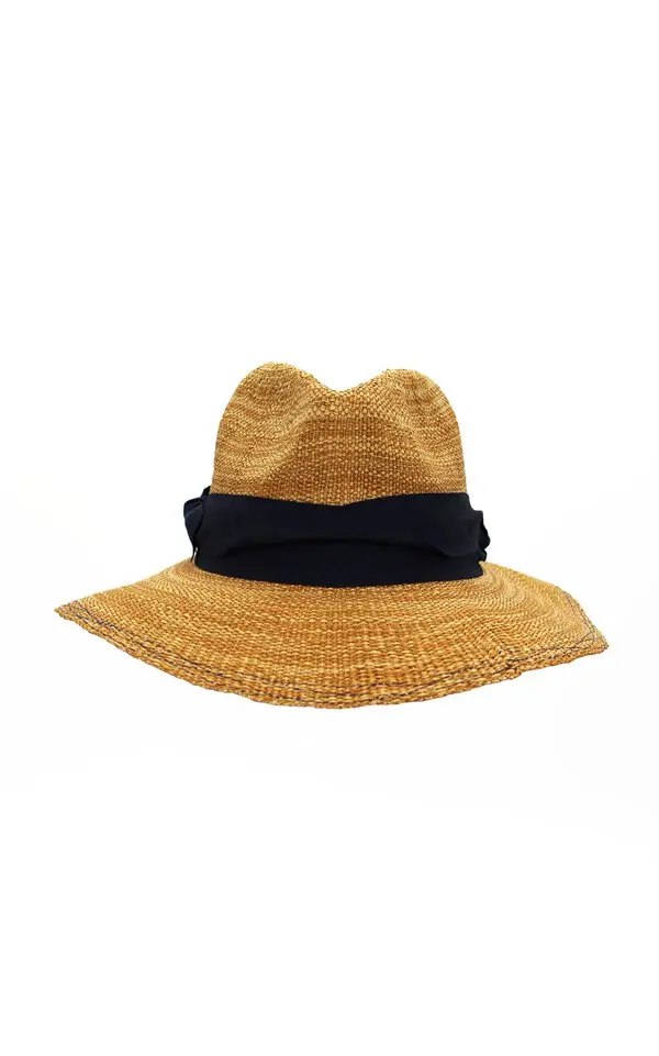 Lola straw hat OS Lola Hat Commando With White Leather Tab | Design Menagerie main image 4