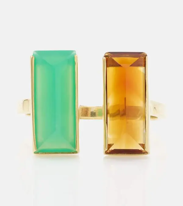 ALIITA Bi Maxi 9kt Gold Ring With Chrysoprase And Citrine