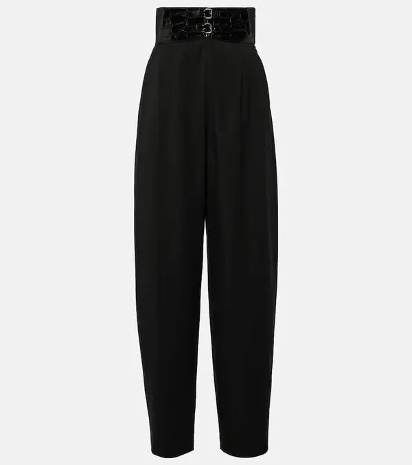 Alaïa High-rise Wide-leg Wool Pants - Black