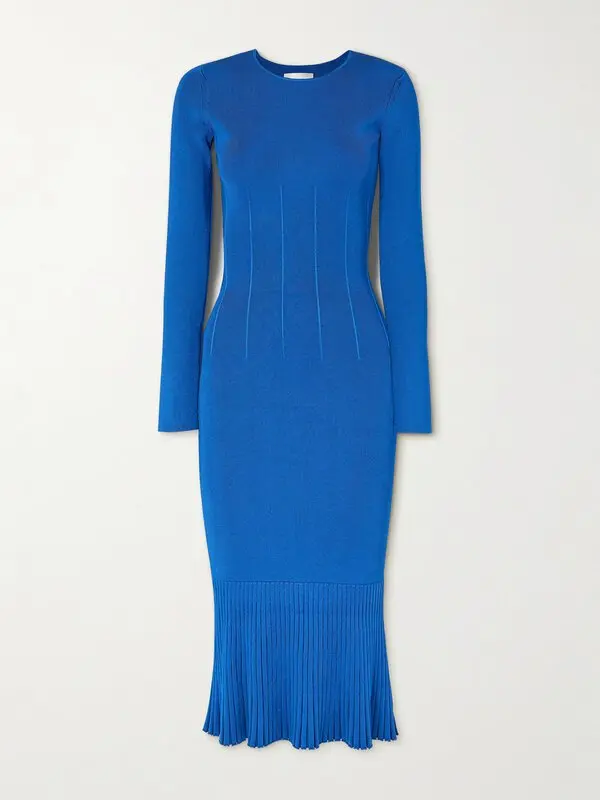 galvan atalanta ribbed knit midi dress Atalanta ribbed-knit midi dress in gold - Galvan