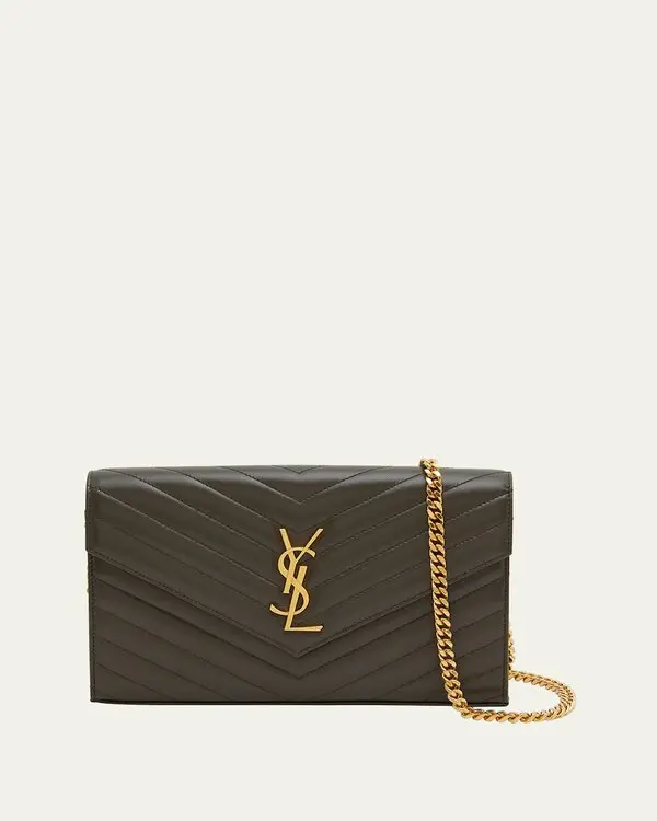 Saint Laurent Classic Quilted Napa Wallet On Chain - Light Musk