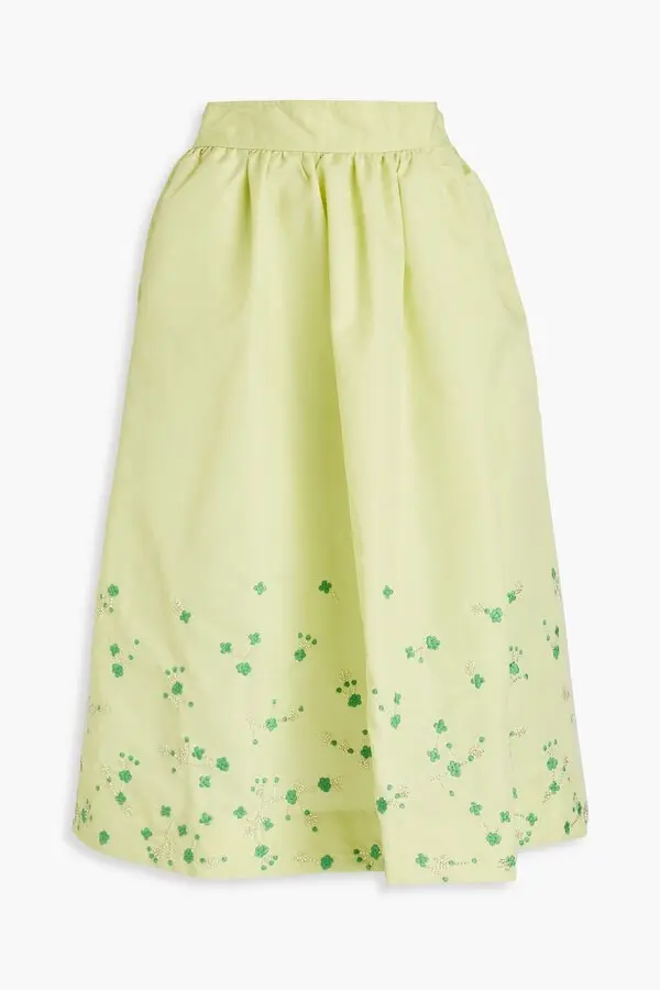 GANNI Embellished Taffeta Midi Skirt