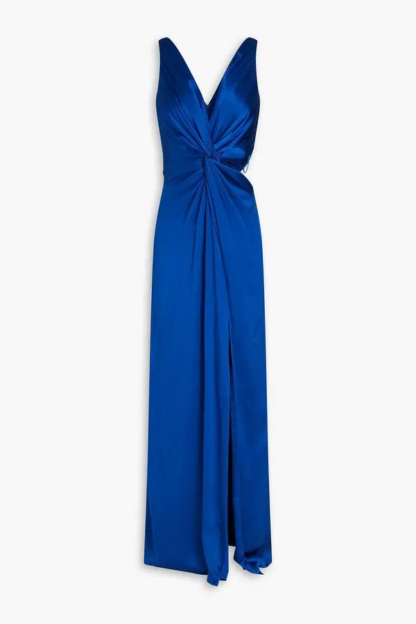 NICHOLAS Twist-front Cutout Silk-satin Gown