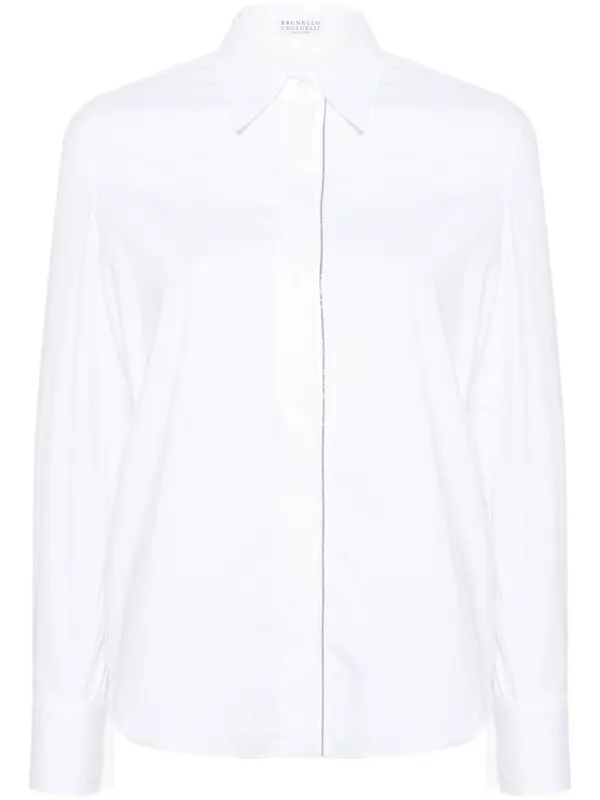 Brunello Cucinelli Monili-embellished Poplin Shirt - White
