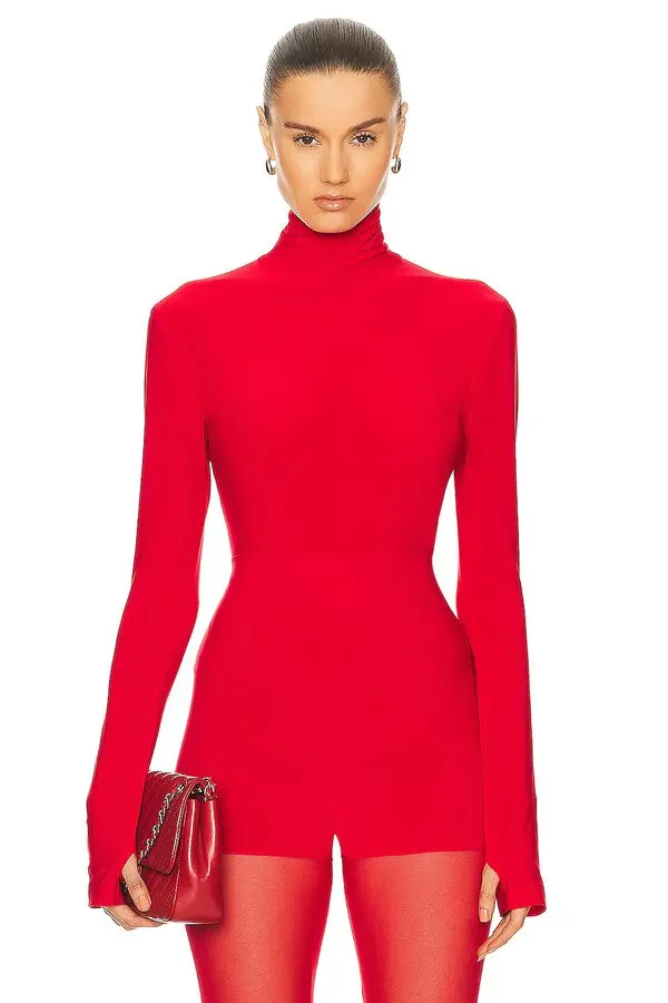 Norma Kamali Slim Fit Long Sleeve Turtle Top