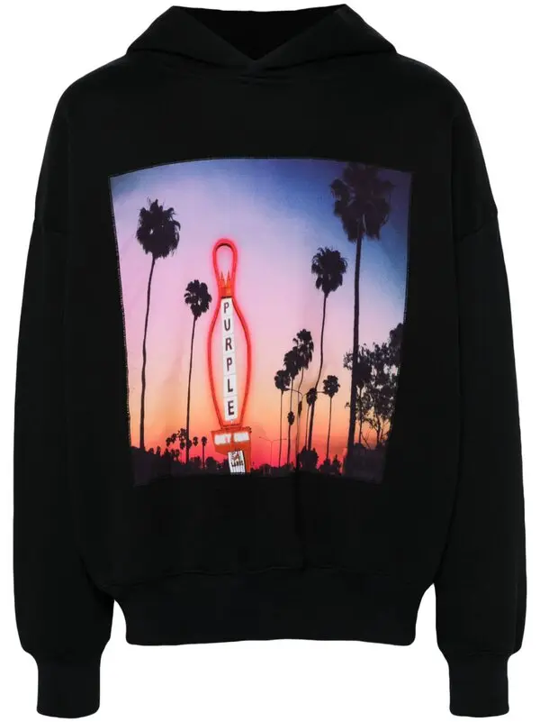 PURPLE BRAND Photograph-print Hoodie - Black