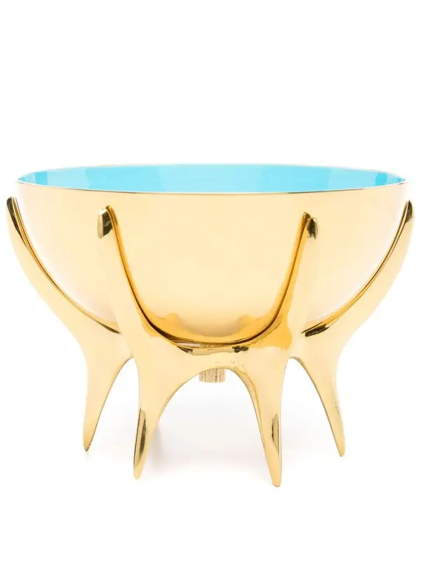 Jonathan Adler Medium Oscar Brass Bowl - Blue