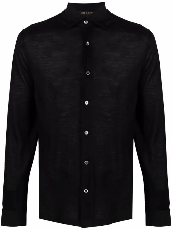 DELL'OGLIO Fine-knit Long-sleeve Shirt - Black