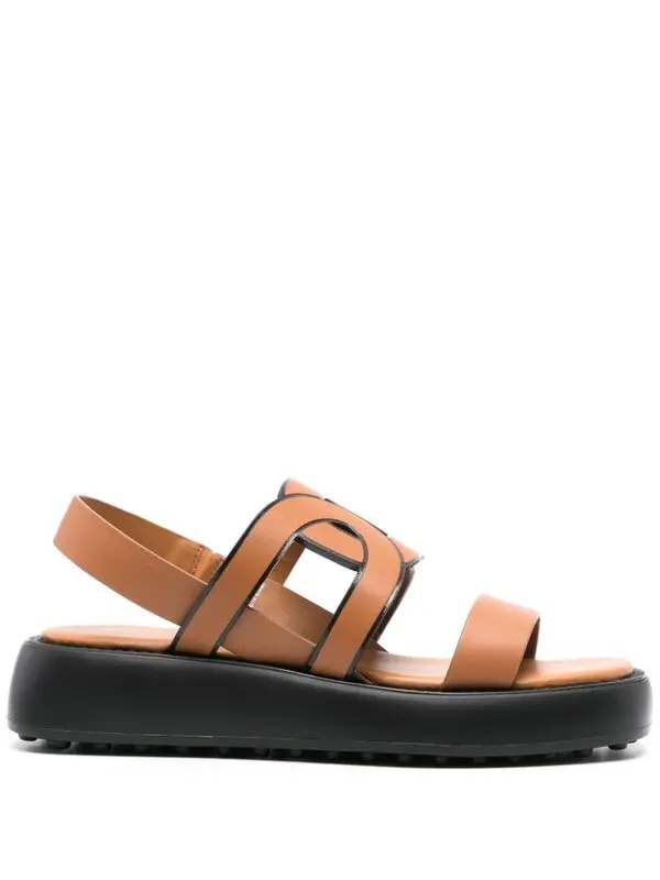 TOD'S Cut-out Leather Sandals - Brown