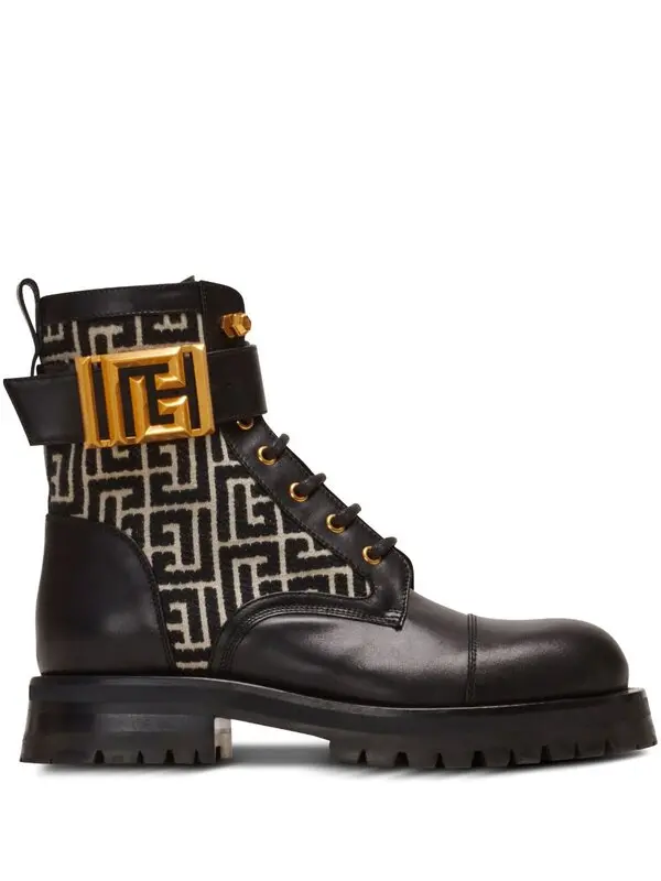 Balmain Charlie Monogram-jacquard Leather Boots