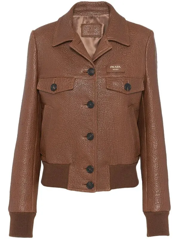 Prada Crocodile-embossed Leather Jacket