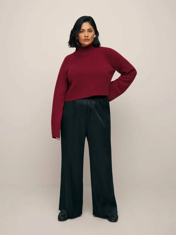 REFORMATION Olina Silk Pant Es - Black