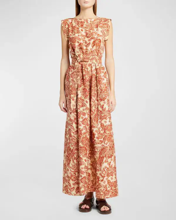 Loro Piana Shyanne Woodblock Printed Maxi Dress - T1j1 Floating Tor ...