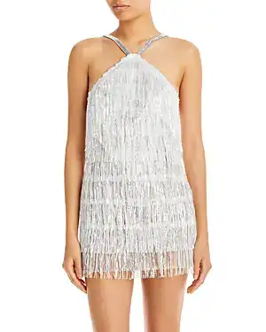 bronx and banco isle sequin fringe mini dress Bronx And Bronco Isle Sequin Fringe Mini Dress In White - 70% Off