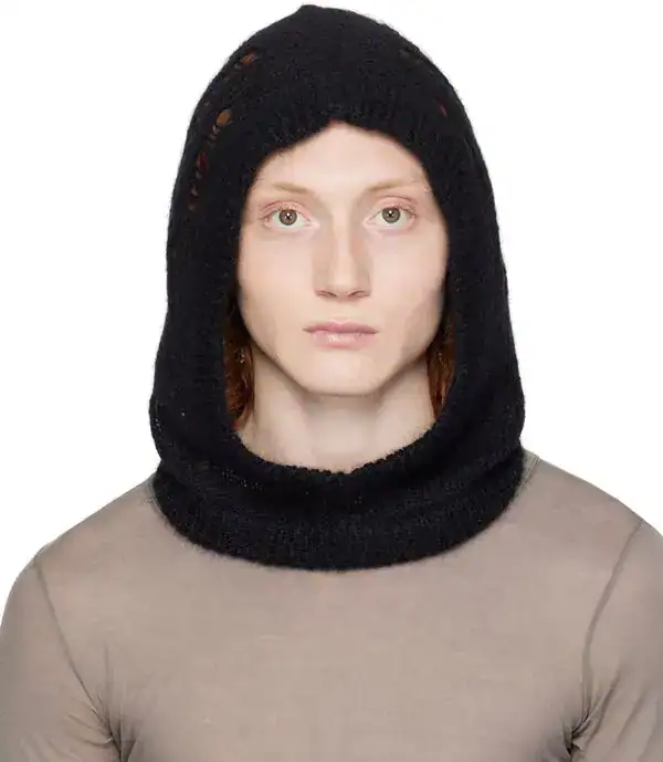 Rick Owens Black Net Knit Balaclava In 09 Black - 54% Off 