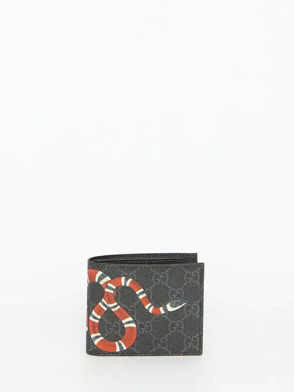Gucci Gg Supreme Wallet With Kingsnake In Black 33% Off