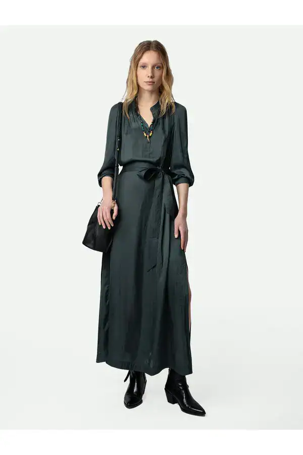 Zadig&Voltaire Ritchil Satin Dress In Green - 50% Off | Editorialist