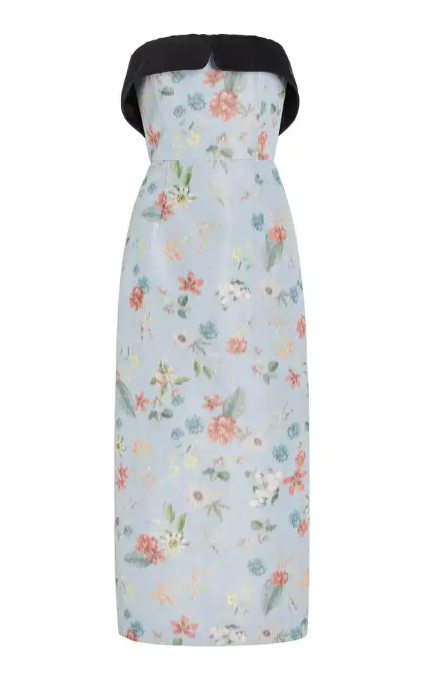 alondra floral midi dress Markarian Alondra Strapless Floral Ikat Midi Dress Us 2 - Multi