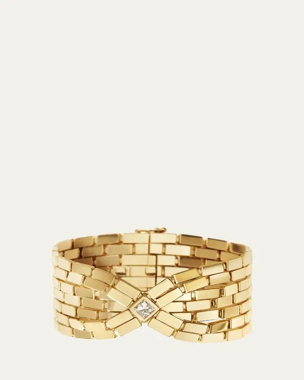 Ileana Makri 18k Yellow Gold Cascade Bracelet With Square White Diamonds - Yg