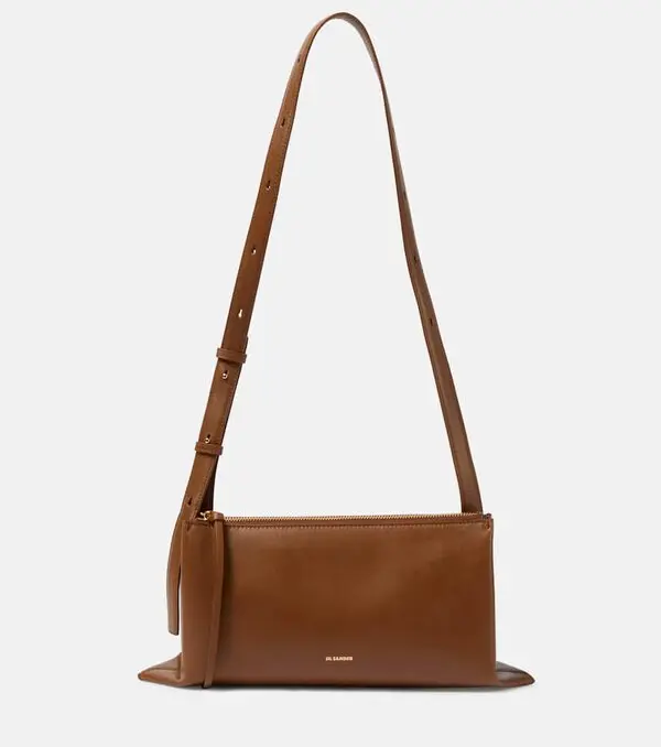 Jil Sander Empire Leather Shoulder Bag In Brown - 70% Off