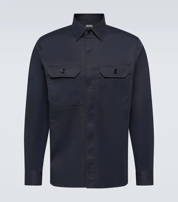 Zegna Cotton-blend Overshirt - Blue