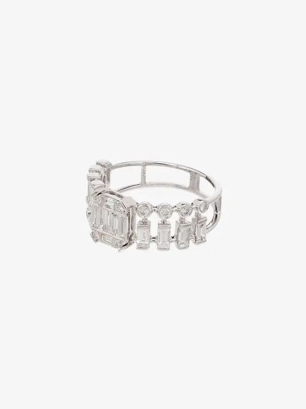 Shay 18k White Gold Dot Dash Diamond Ring - Silver