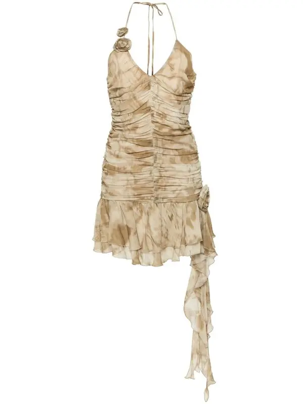 Blumarine Python-print Mini Dress With Ruffle Hem