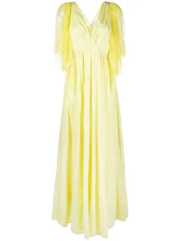 FORTE_FORTE Tulle-layered Pleated Maxi Dress