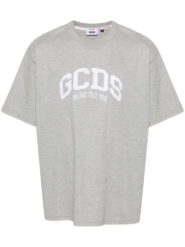 Gcds Logo-patch Cotton T-shirt - Grey