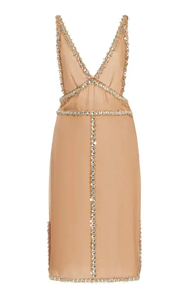 green emerald velvet dress Embroidered Silk and Wool Midi Dress main image 0