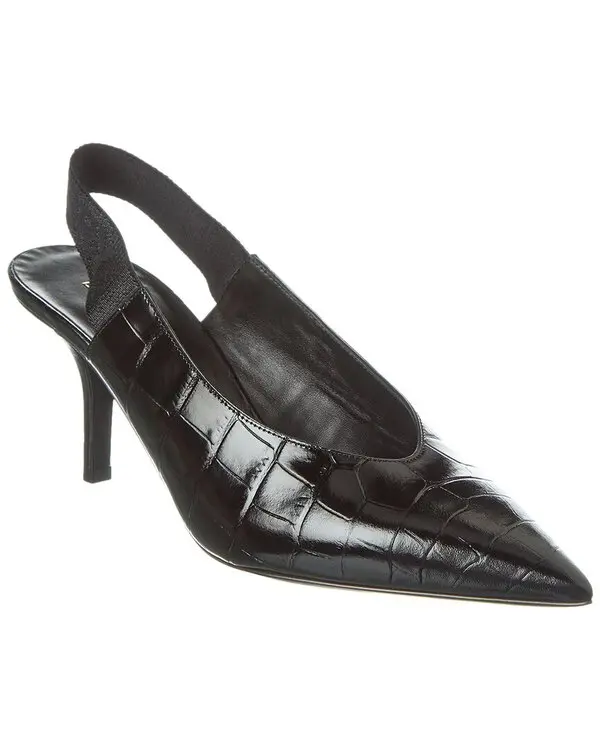 Buy Burberry Croc-embossed Leather Slingback Pump - Black At 45% Off ...