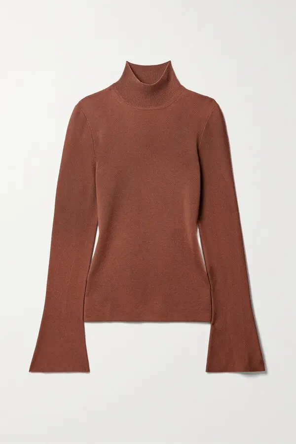 Gabriela Hearst Straun Wool And Cashmere-blend Turtleneck Top - Brown