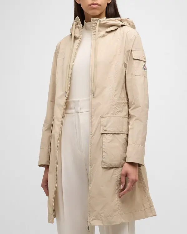 Moncler Laerte Long Parka Jacket - Beige