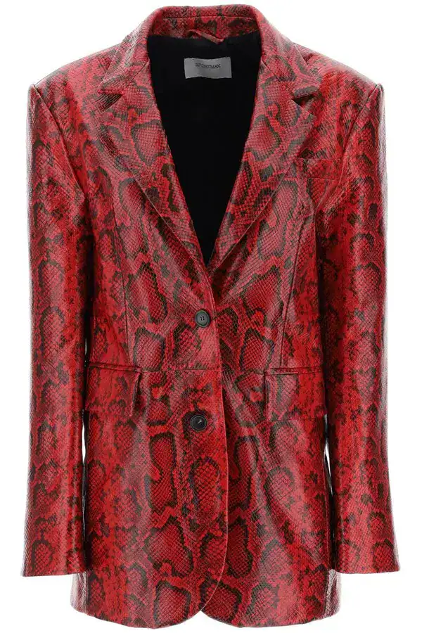 Buy Sportmax Fiorigi Snake-effect Leather Jacket - Red At 30% Off ...
