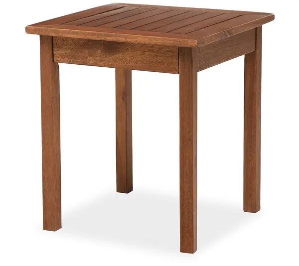 PLOW & HEARTH Lancaster Eucalyptus Wood Side Ta Ble