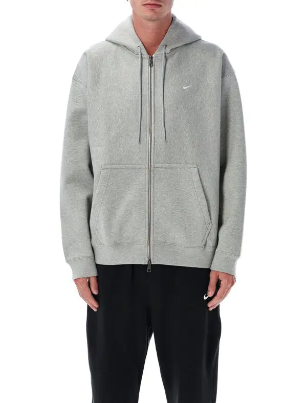Nike Solo Swoosh Zip Fleece Hoodie - Dk Grey Heather