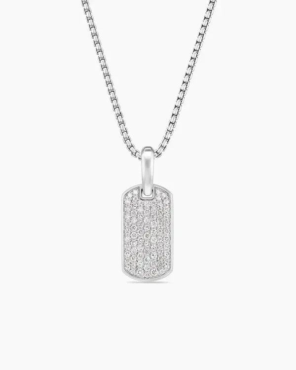 David Yurman Chevron Tag In Sterling Silver With Black Diamonds - Diamond