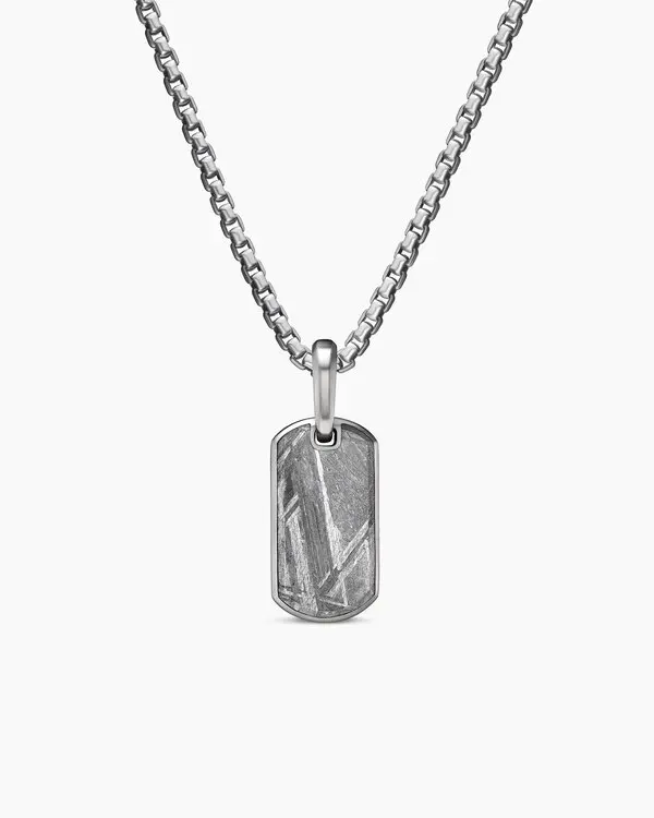 David Yurman Chevron Tag In Sterling Silver With Black Diamonds - Meteorite