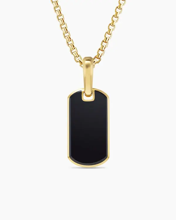 David Yurman Chevron Tag In 18k Yellow Gold With Black Diamonds - Black Onyx