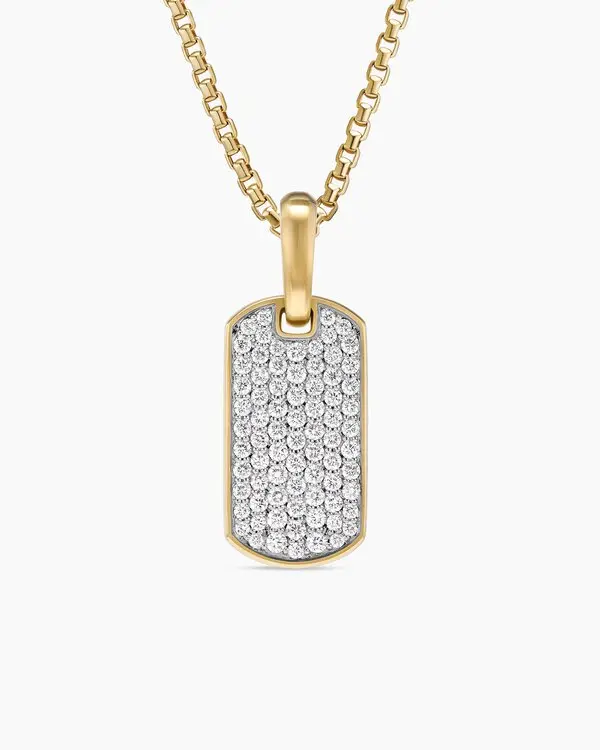 David Yurman Chevron Tag In 18k Yellow Gold With Black Diamonds - Diamond
