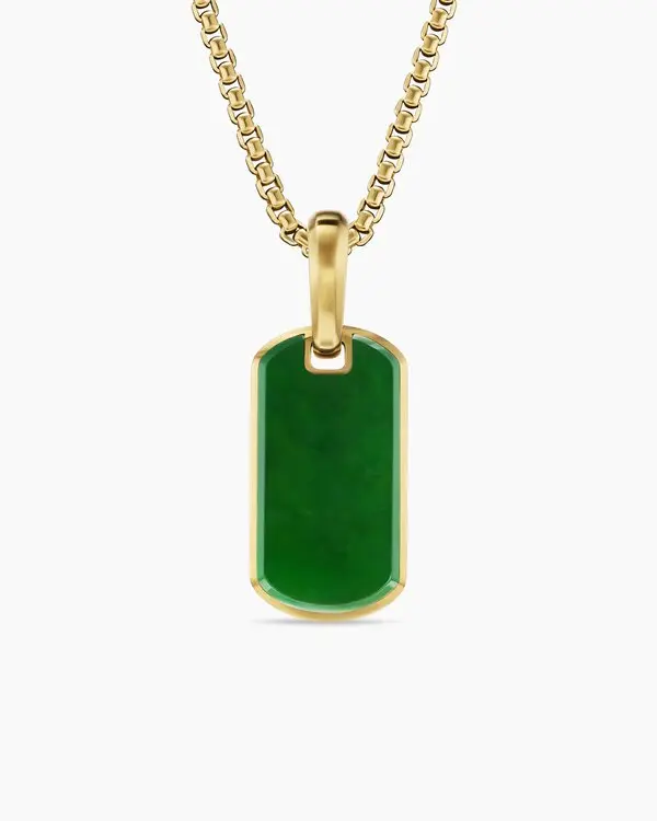 David Yurman Chevron Tag In 18k Yellow Gold With Black Diamonds - Nephrite Jade
