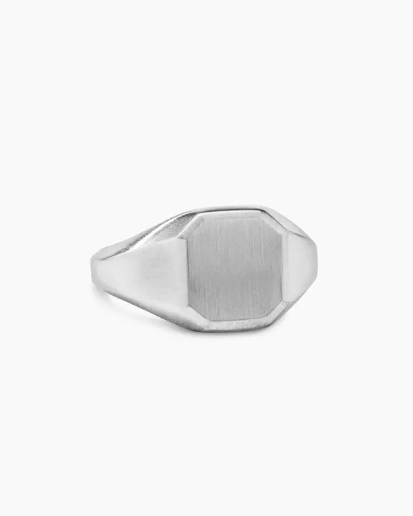 David Yurman Streamline Signet Ring In Sterling Silver With Diamonds - All Sterling Silver