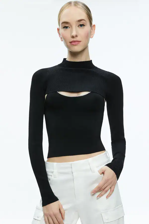 Alice Olivia Orion Knit Tank And Shrug In Black 60% Off
