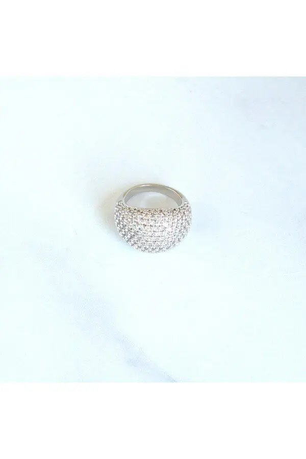 GOLDENERRE Domed Pavé Ring - Silver