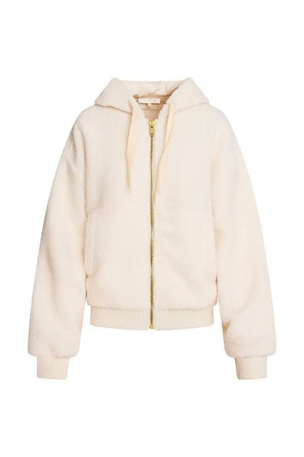 LoveShackFancy Taka Full-zip Fleece Jacket - White | Editorialist