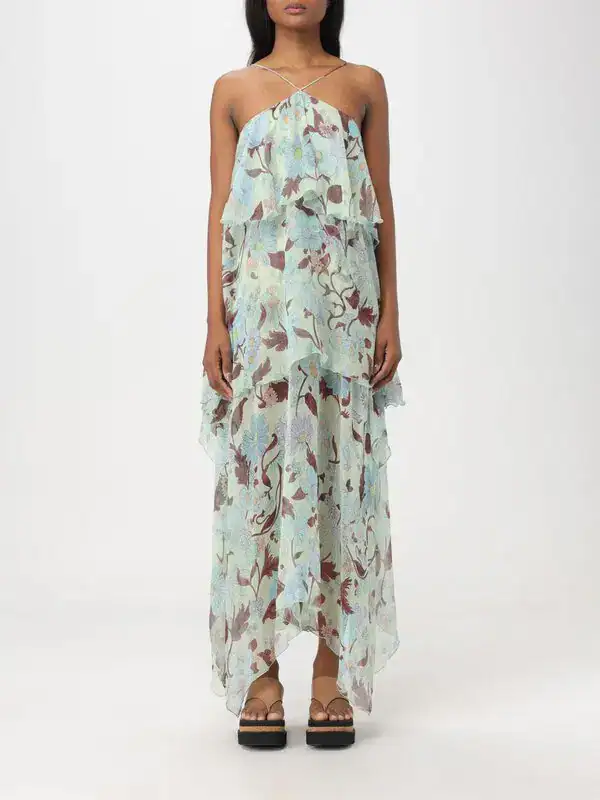 stella satin strapless floral dress Floral Detail Strapless Midi